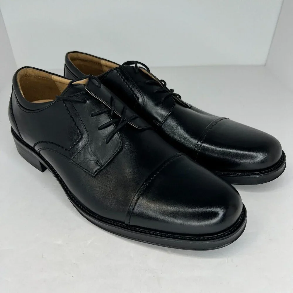 Chaps | Shoes | Chaps Mens 9626844 Black Belmont Cap Toe Leather Oxford ...